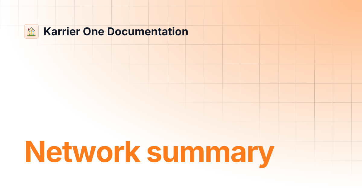 Network summary | Karrier One Documentation